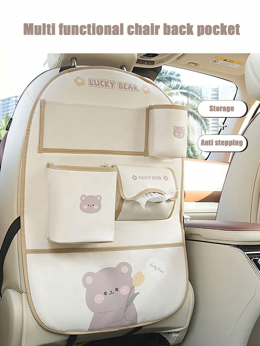 1pc Car Seat Back Storage Bag Cute Cartoon Car Mounted Storage Bag ...