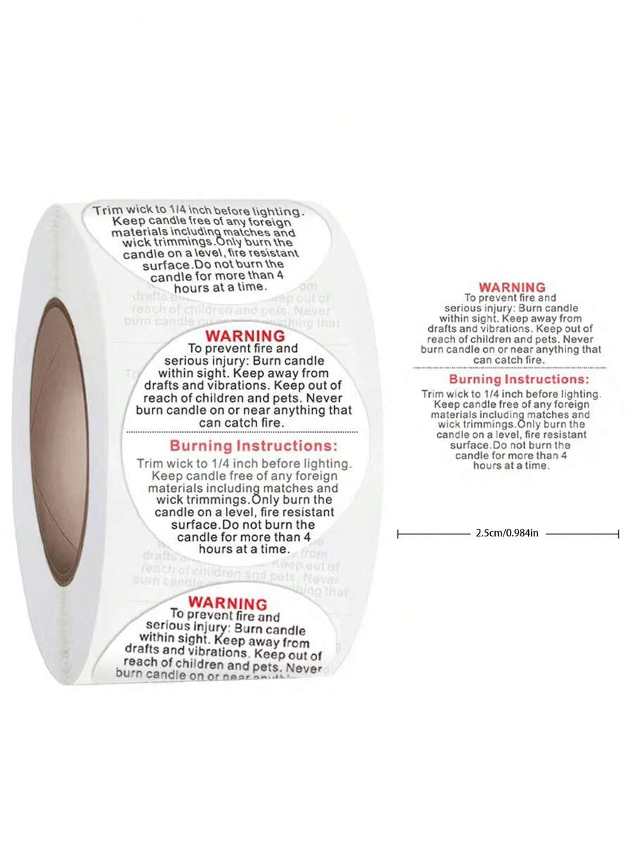 1 Roll (500 Stickers) Happiness Sticker Black & White Circular Warning ...