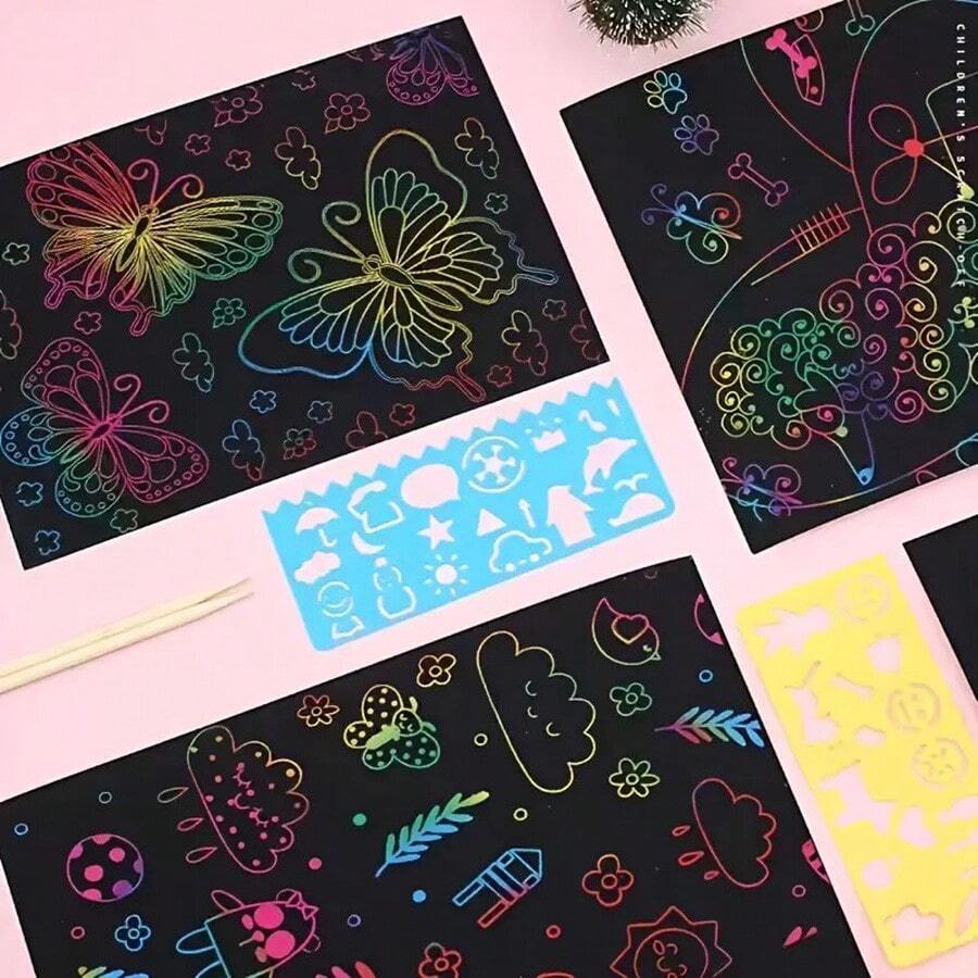 12sheets/Book Rainbow Scratch Off Notebooks Arts Crafts Supplies Set ...