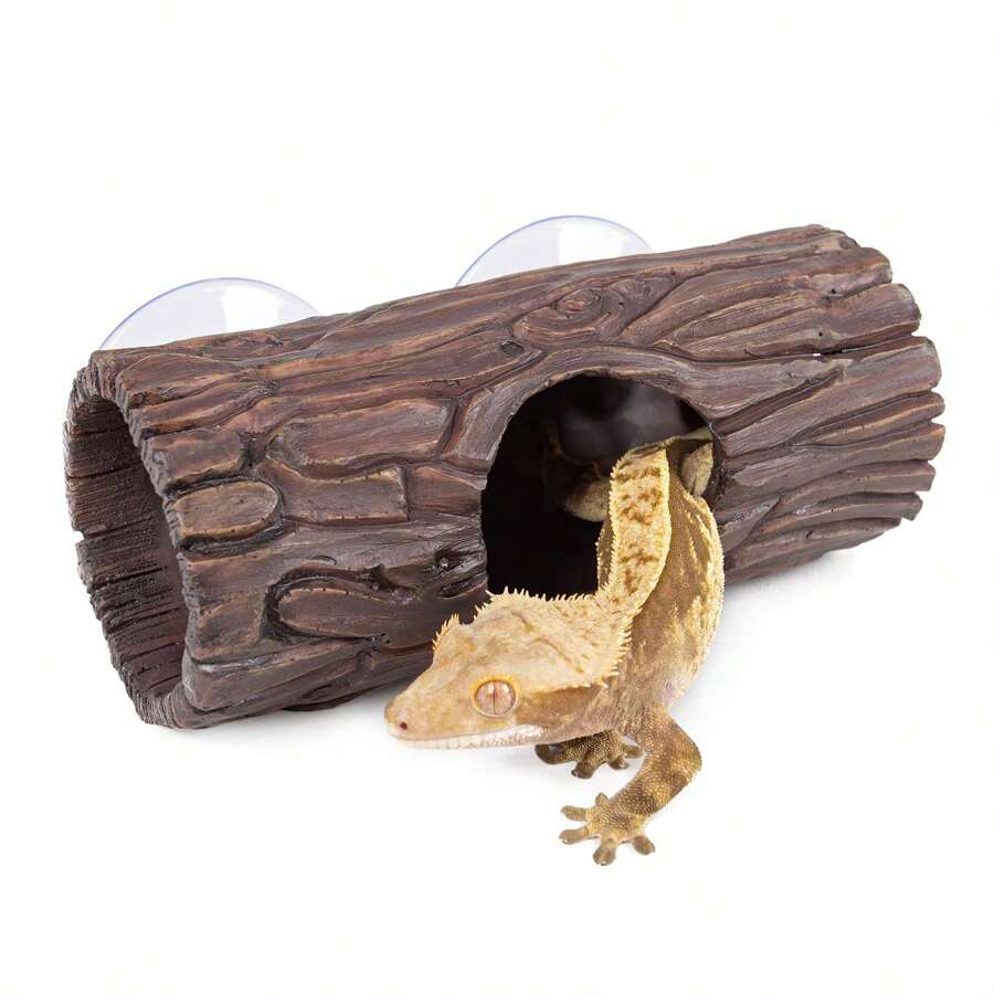 REPTIZOO Reptile Hide Cave Resin Hollow Tree Trunk Hideout Hermit Crab ...