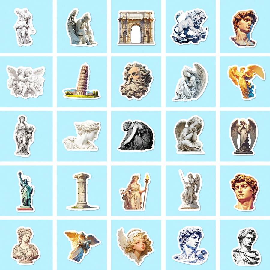 50pcs Art Stickers, Statue Stickers Pack For Teens Adults, Vinyl ...