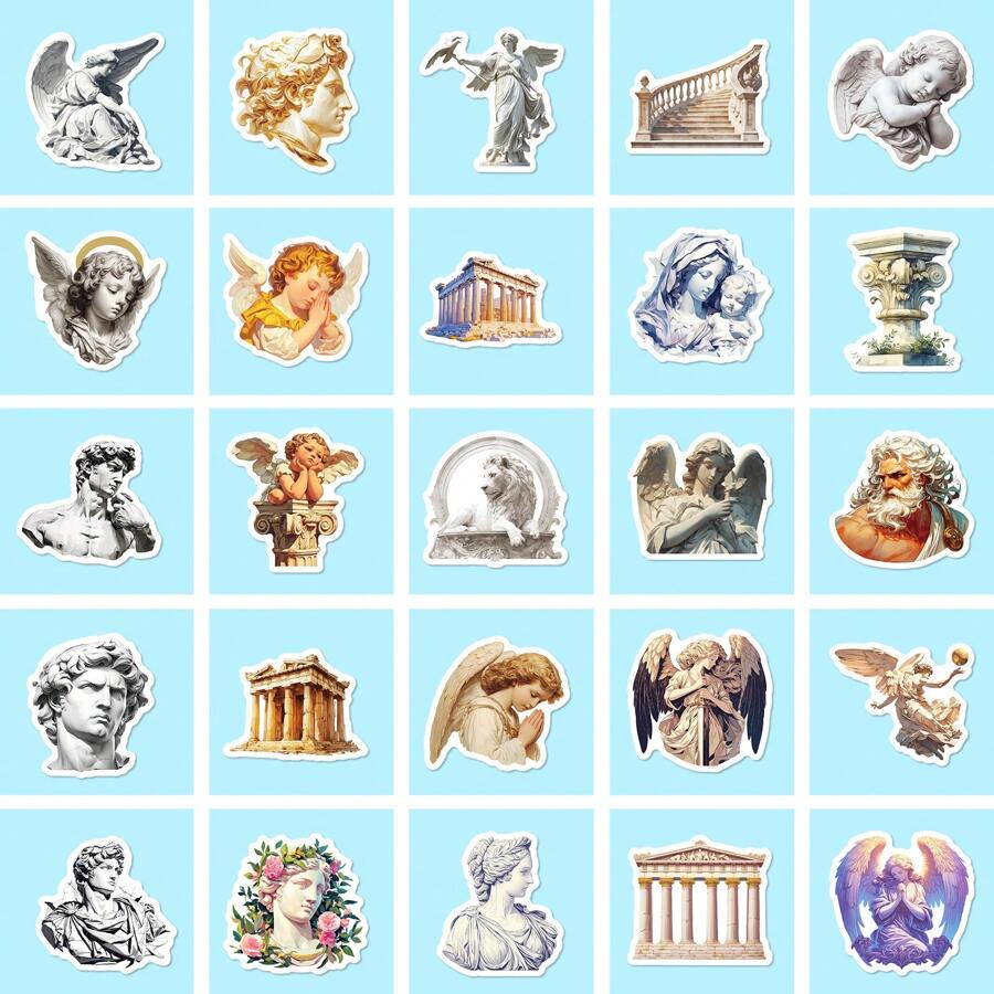 50pcs Art Stickers, Statue Stickers Pack For Teens Adults, Vinyl ...