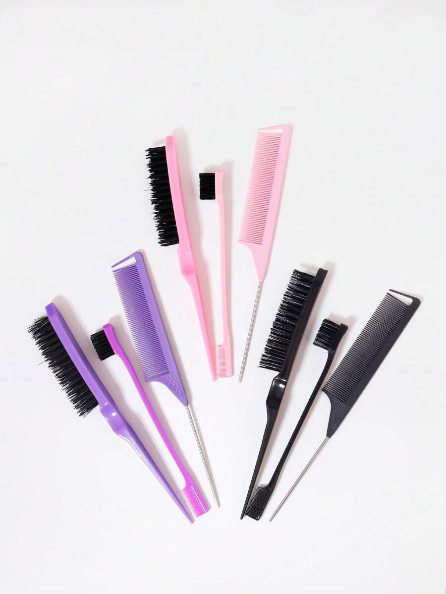 9-Piece Hairstyle Comb Set, Edge Brush, Pointed Tail Comb, Teasing Hair ...