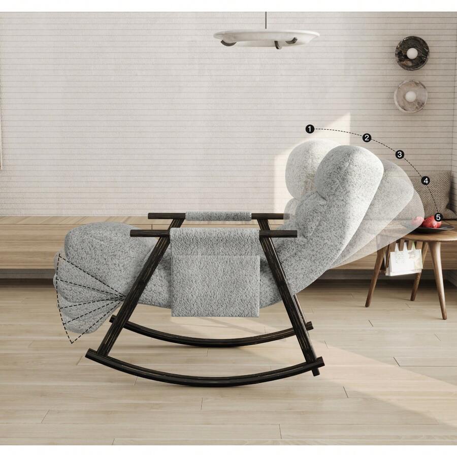 Casual Folding Rocking Chair Upholstered, Lounge Rocking Chair ...