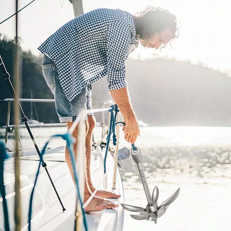 LILIIN Boat Anchor, 0.7KG/1.5KG, Galvanized Anchor, Folding Anchor ...