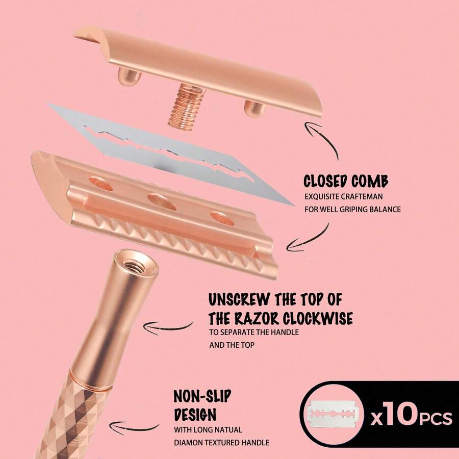 Double Edge Close Comb Safety Razor With Stand, Shaving Razor For Men ...