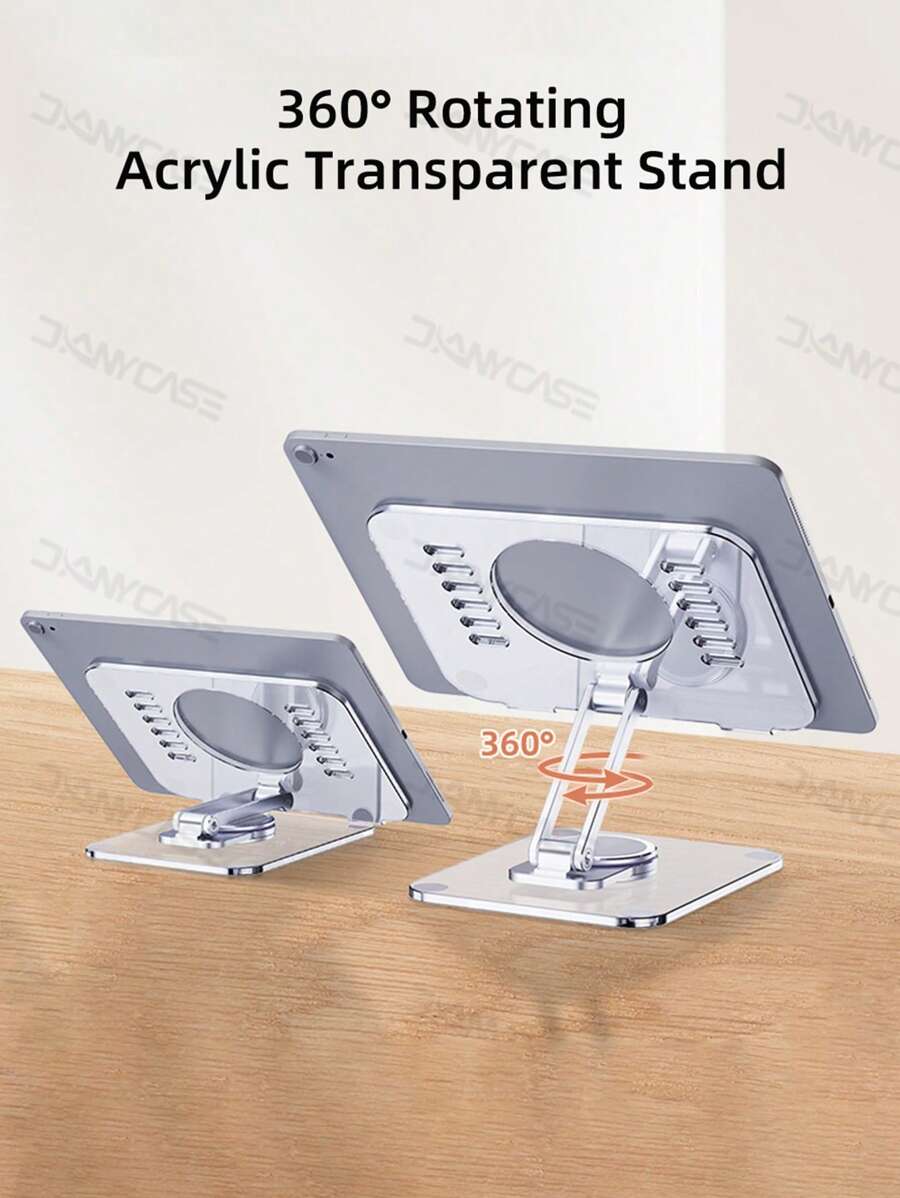 360° Rotating Acrylic Tablet Stand Adjustable Desk Stand Foldable Clear ...