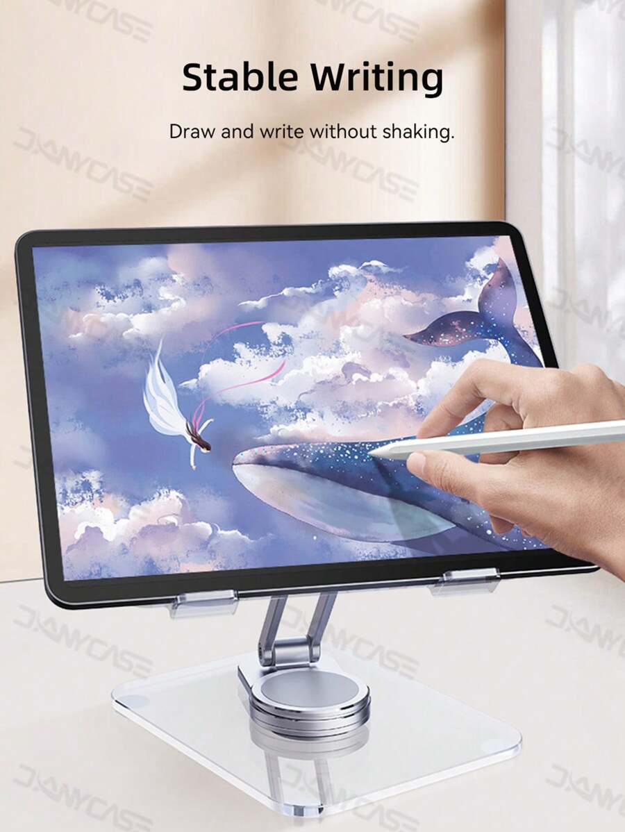 360° Rotating Acrylic Tablet Stand Adjustable Desk Stand Foldable Clear ...