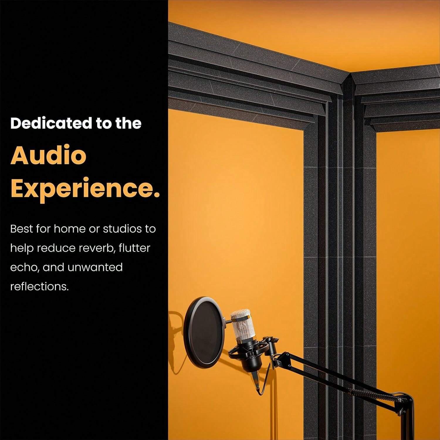 New 12pcs 4.7*4.7*9.4 Inches Black Soundproofing Foam Panels, Acoustic ...