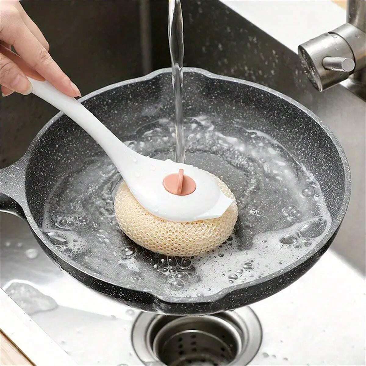 1 Ergonomic Non-Electric Kitchen Pot Cleaning Brush Set With Long ...