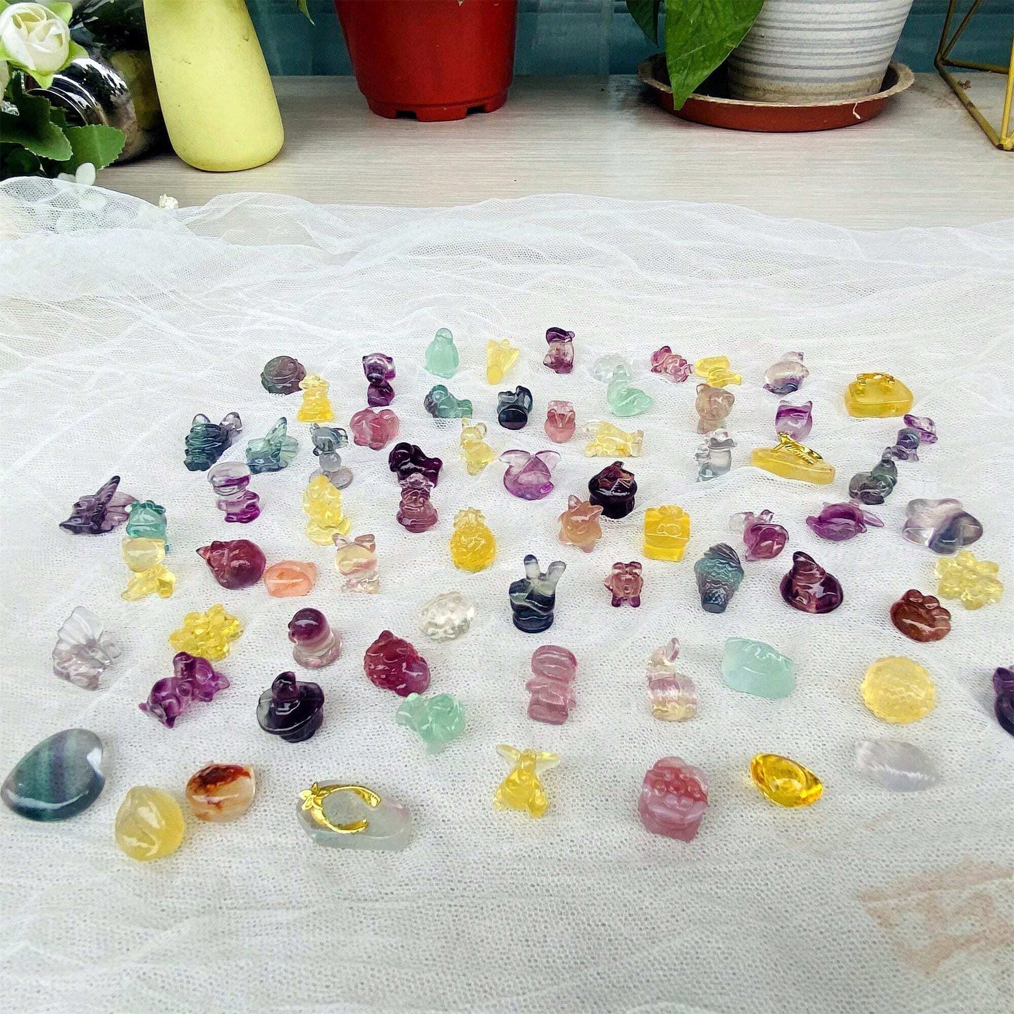 Natural Fluorite Crystal Animal Shaped Decoration, Crystal Blind Box ...