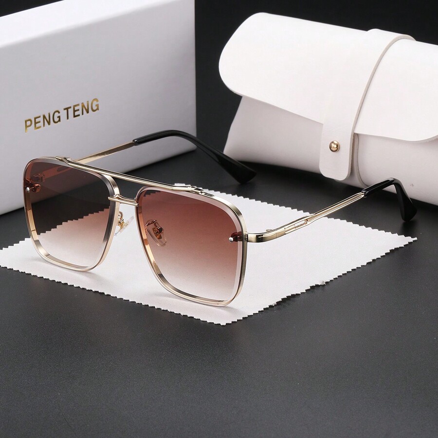 PENG TENG Simple And Fashionable Polarized Metal Double Beam Unisex ...