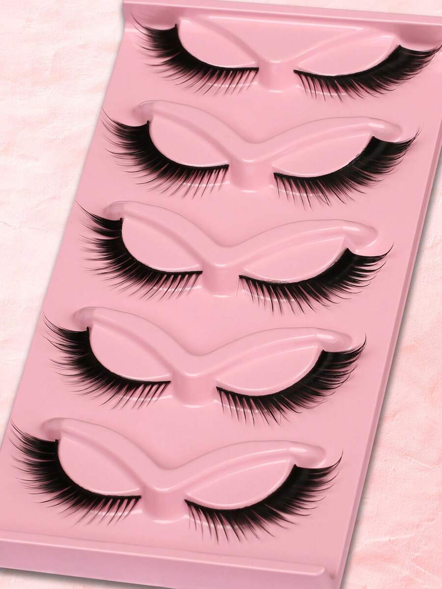5 Pairs Fox Cat Eye Lashes Winged False Eyelashes With Effect Natural ...