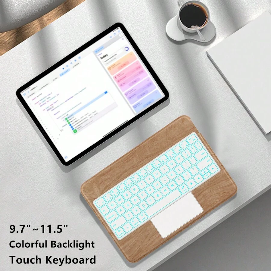 Teclado inalámbrico táctil con retroiluminación colorida, superficie táctil compatible con iPad ...