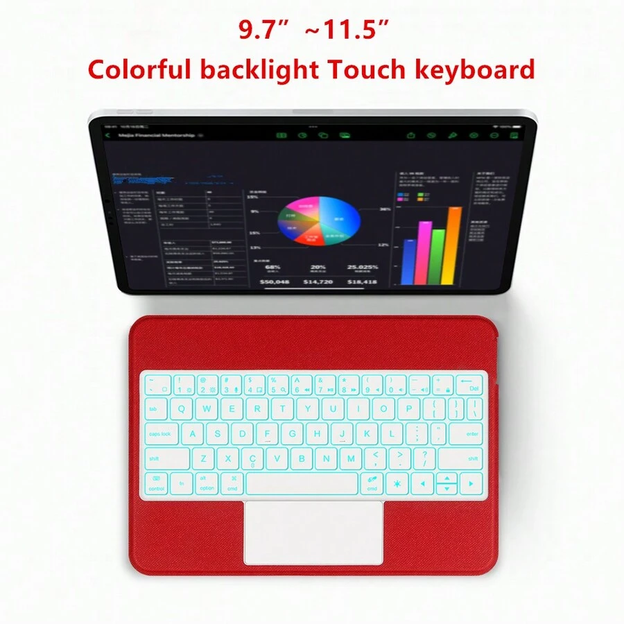 Touch Wireless Keyboard Colorful Backlight TrackPad PU Compatible With ...