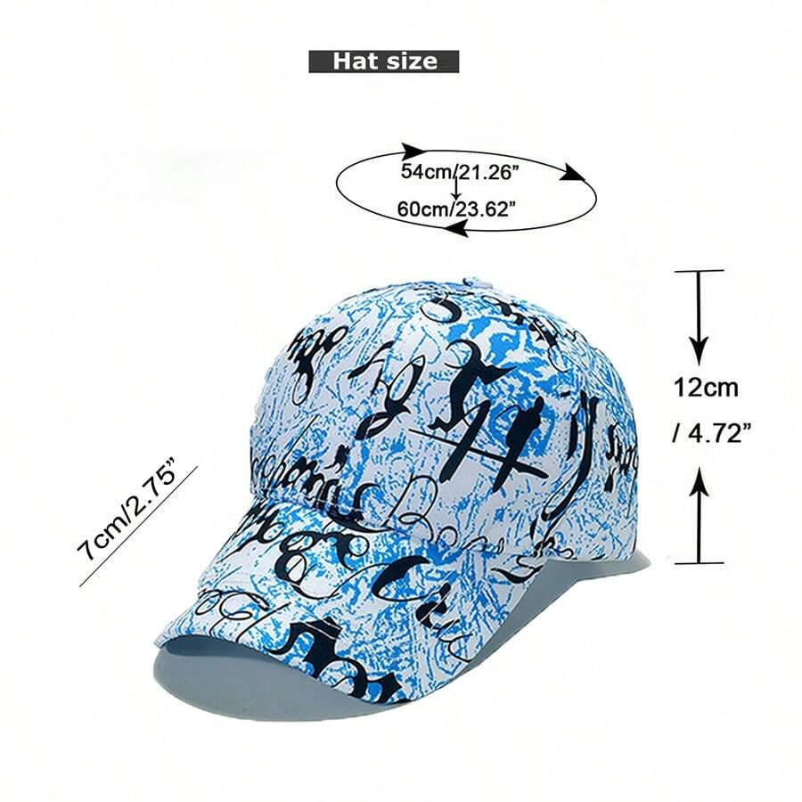 1pc Fashion Colorful Graffiti Baseball Cap, Letter-Printed Baseball Cap ...