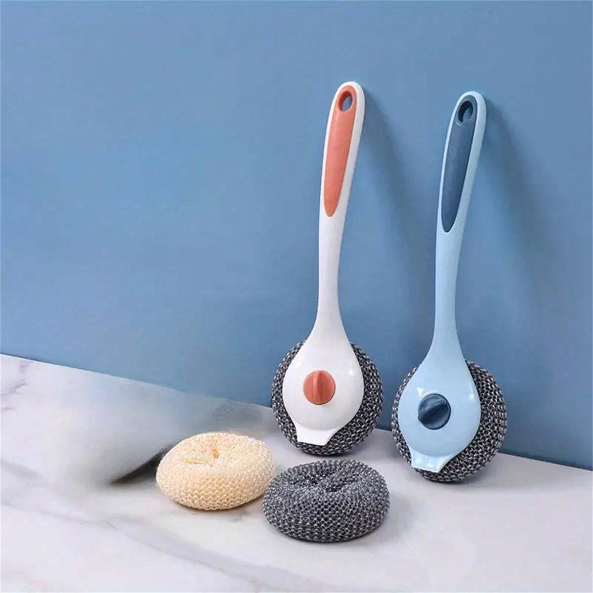 1 Ergonomic Non-Electric Kitchen Pot Cleaning Brush Set With Long ...