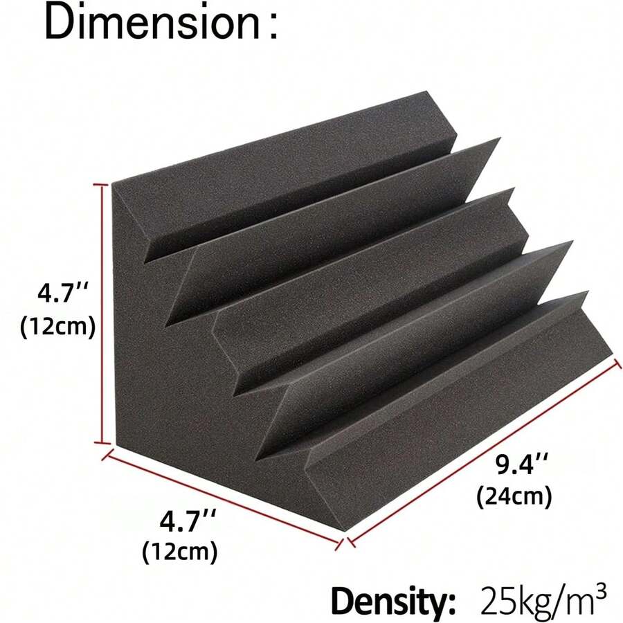 New 12pcs 4.7*4.7*9.4 Inches Black Soundproofing Foam Panels, Acoustic ...