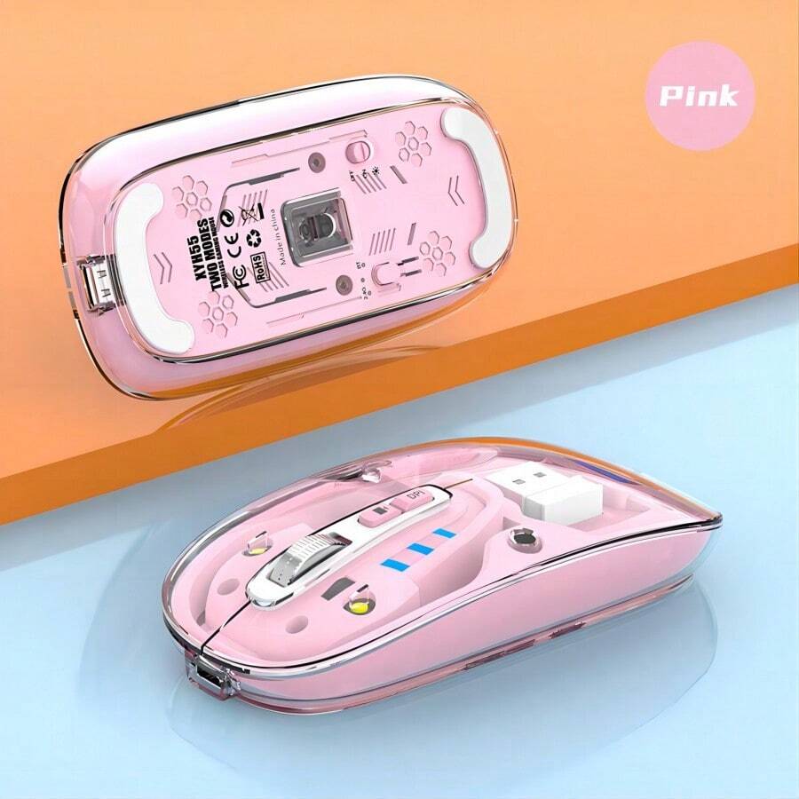 New 2.4G BT Wireless Silent Transparent RGB Light Gaming Mouse ...