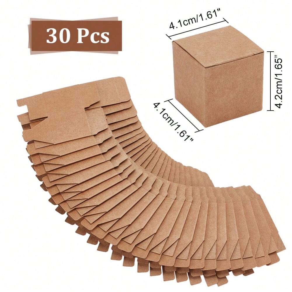 30 Pack Kraft Paper Boxes 1.6x1.6x1.6 Inch Gift Box Brown Square Boxes ...