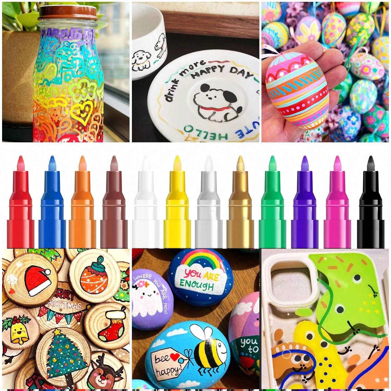 24 Colors Acrylic Graffiti Pens Premium Ultra-Fine For Artists ...