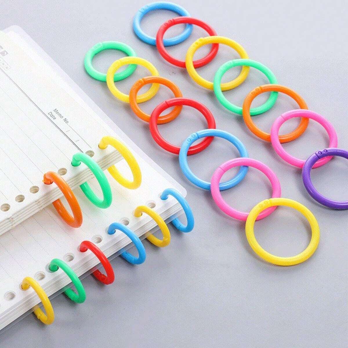 100pcs Colorful Plastic Loose Leaf Binding Rings, Creative Vocabulary ...