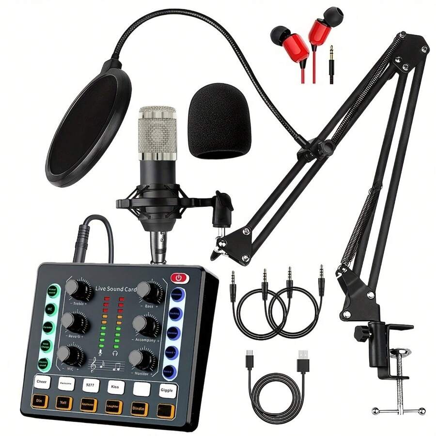 Podcast Equipment Bundle, V8s Audio Interface With All In One Live ...