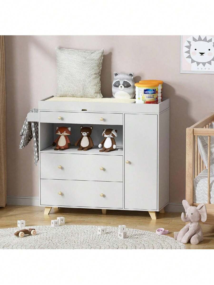 PAKASEPT Baby Changing Table, Wooden Diaper Changing Table, Modern ...