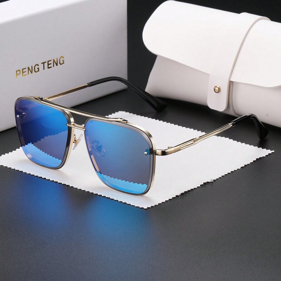 PENG TENG Simple And Fashionable Polarized Metal Double Beam Unisex ...