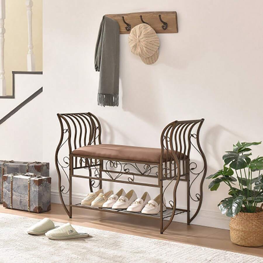 Shoe Rack Bench,Traditional Style End Of Bed Bench, Upholstered ...