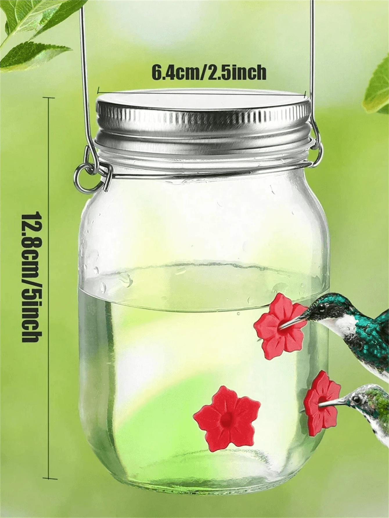 Jar Hummingbird Feeder With 3 Ports, Transparent Window Hummingbird ...