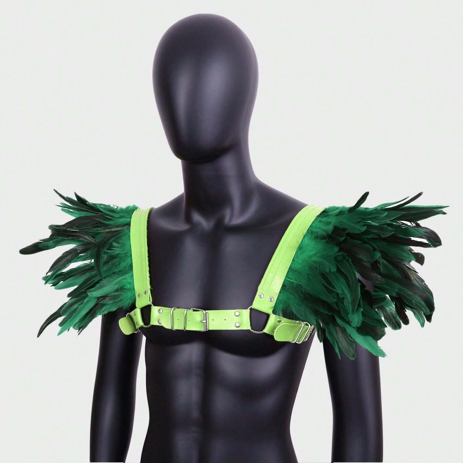 Men Gothic Natural Feather Feather Epaulet Wings Leather Shoulder ...