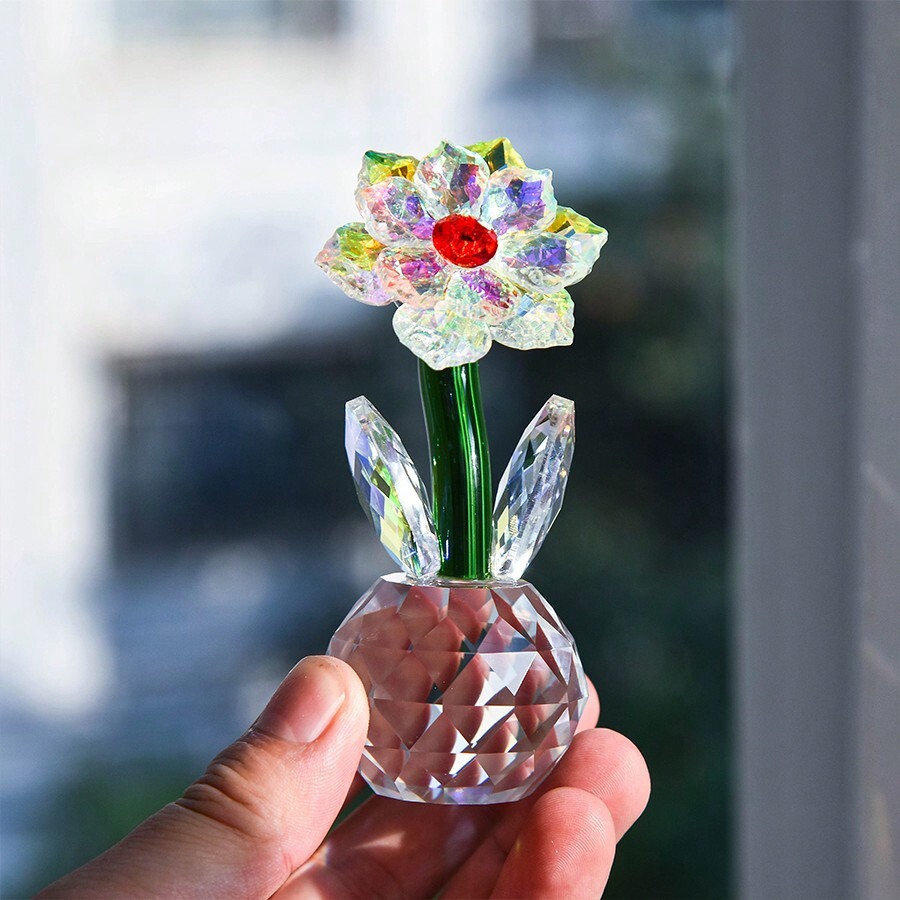 1 Piece Crystal Sunflower Figurine Table Crystal Flower Collectible ...