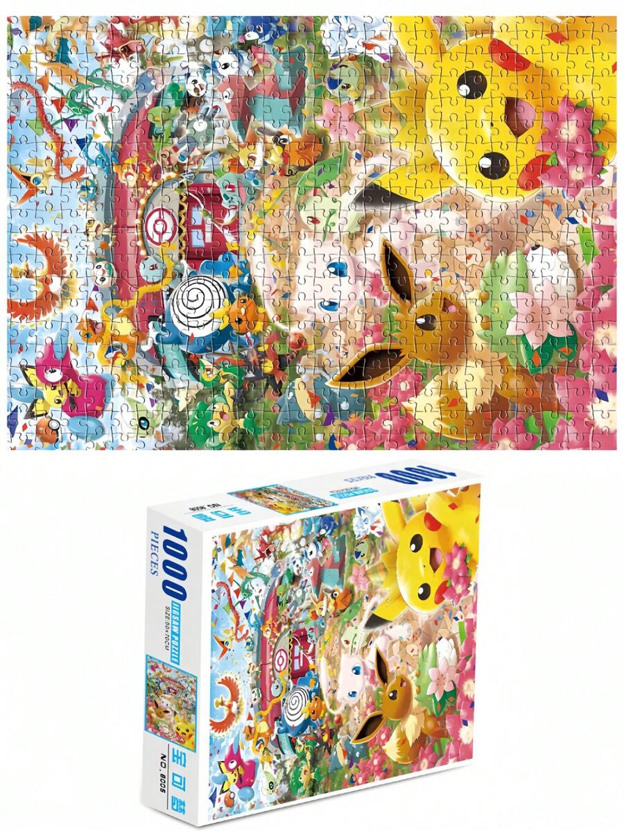 1000 Pieces Pokemon Paper Puzzle Pikachu Eevee Cartoon Anime Figure ...