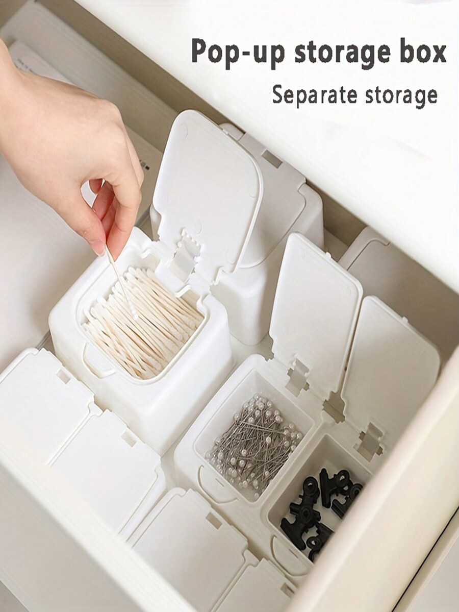 1pc Desktop Storage Box With Lid, Pop-Up Storage Container, Small Items ...