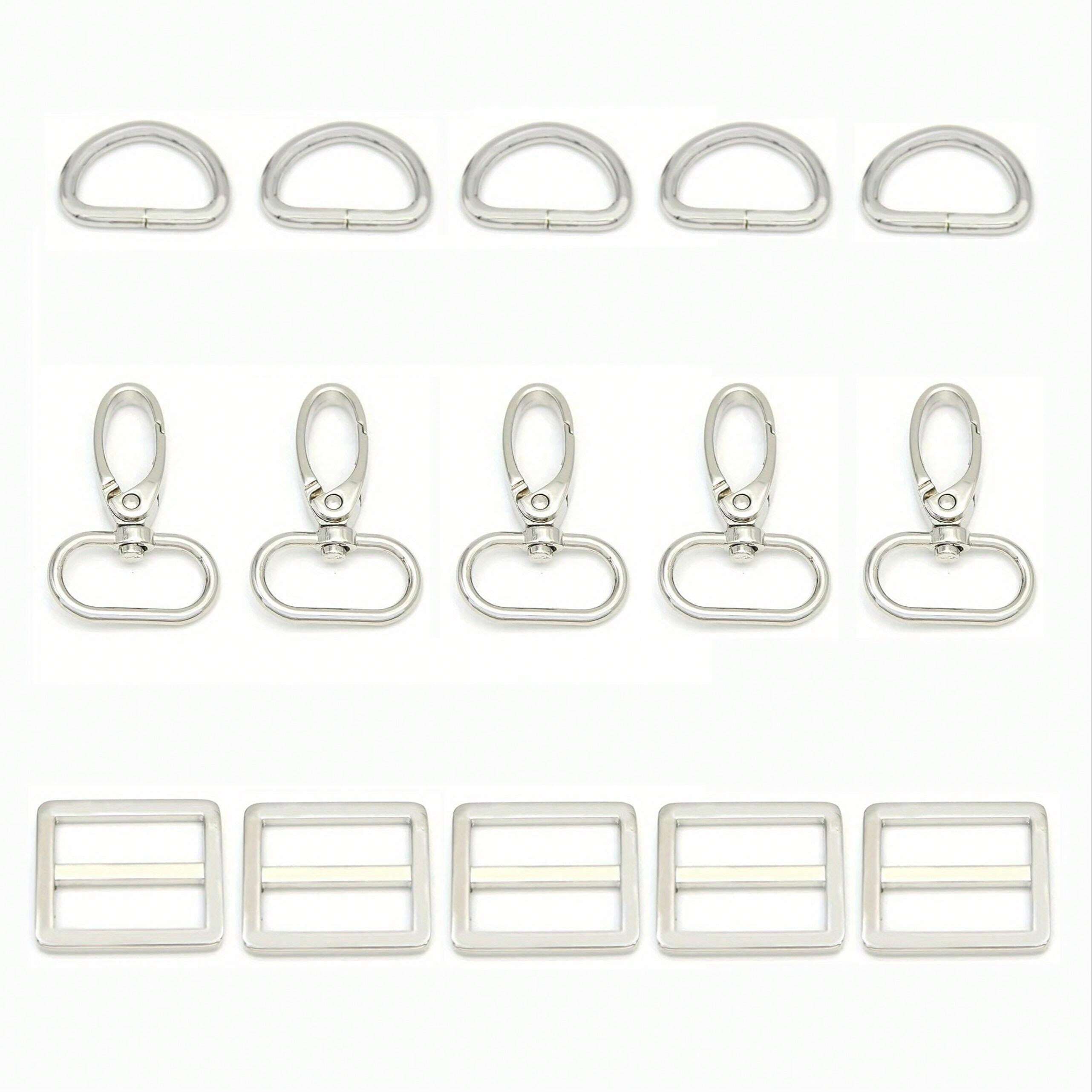 15Pcs Metal Swivel Snaps Hooks With D Rings And Tri-Glides Slide ...