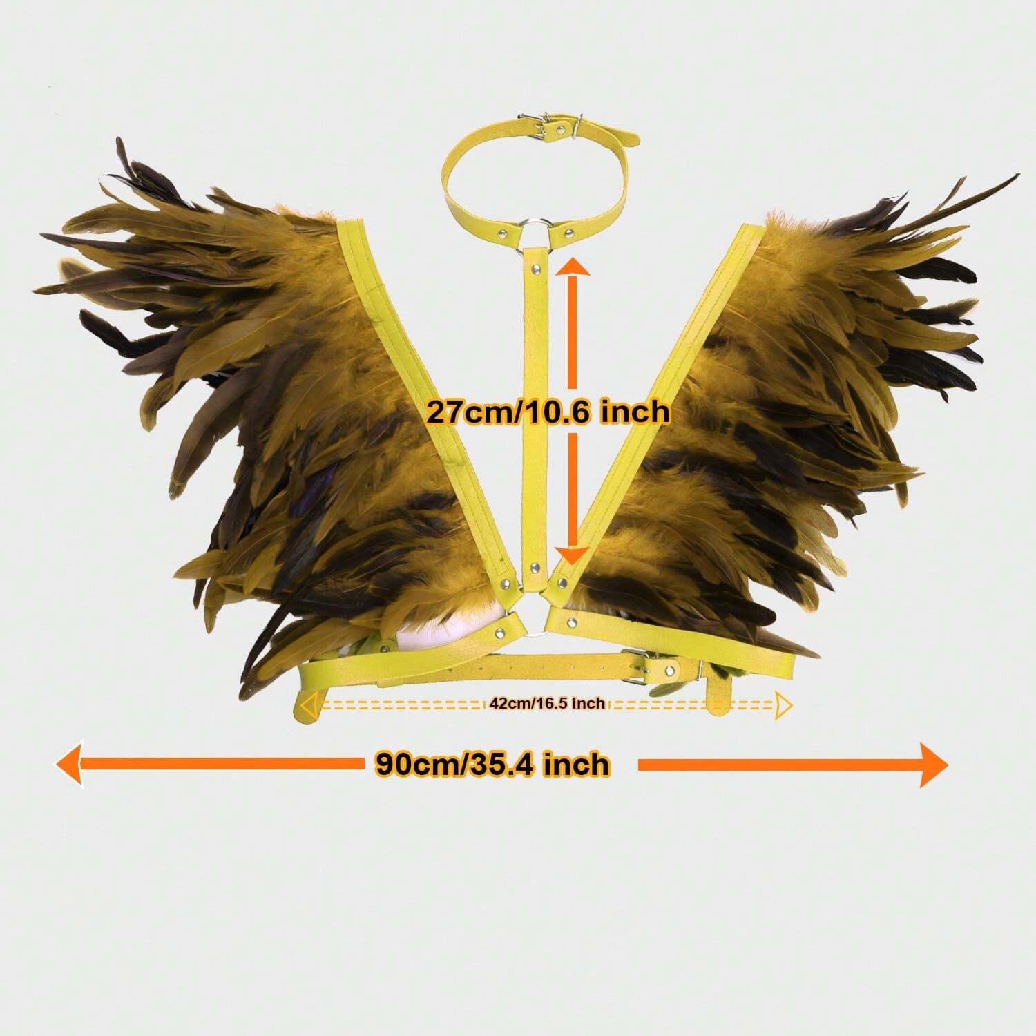 Men Gothic Natural Real Feather Epaulet Shrug Shoulder Leather With ...