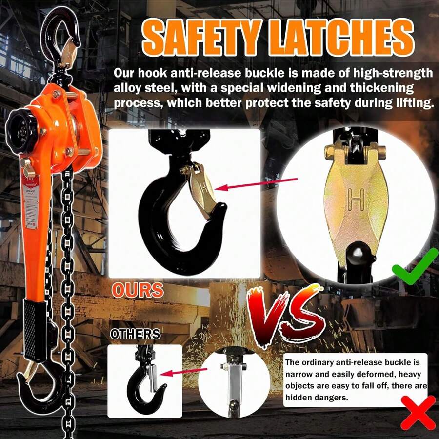 Manual Lever Chain Hoist, 3300lbs 5ft Chain Come Along, Manual Lever ...