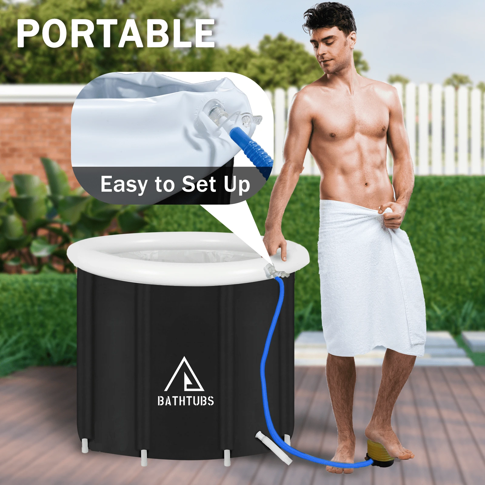 Ice Bath Tub For Athletes, 86 Gallons (325L) Cold Plunge Tub With Cover ...