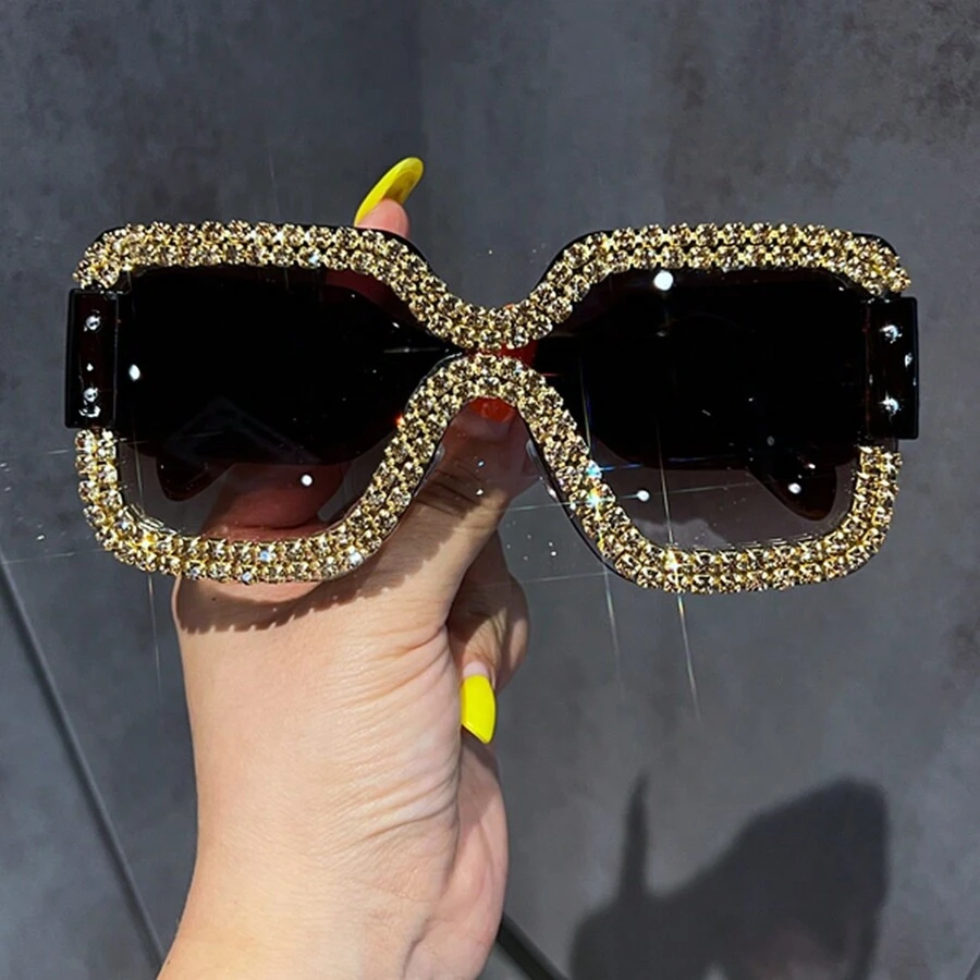 1pc Women's Oversized Square Sunglasses With Rhinestone Accents Party ...