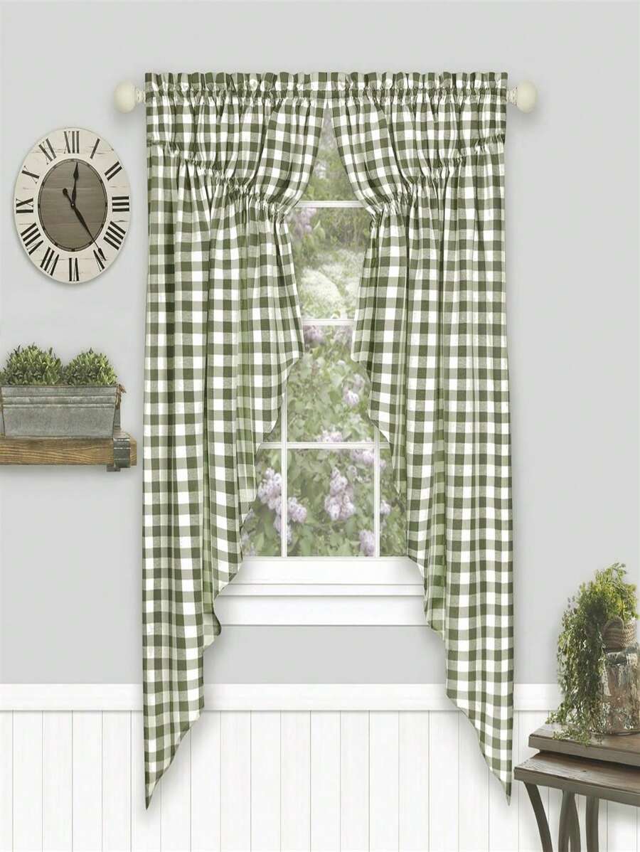 Achim BCGS63SG06 Buffalo Check Gathered Swag Window Curtain Pair - 72 X ...