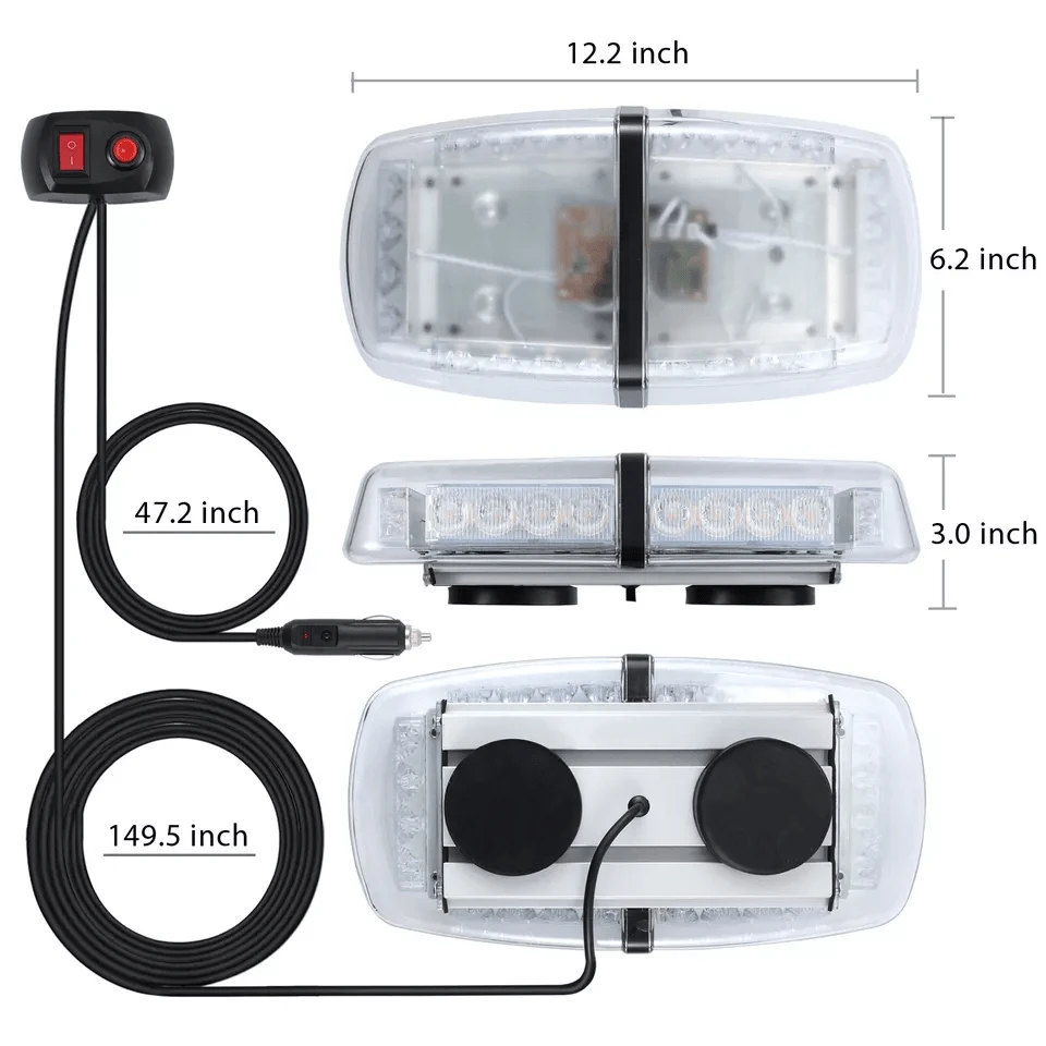 24 LED Emergency Light Warning Car Roof Strobe Flashing Beacon Lamp ...