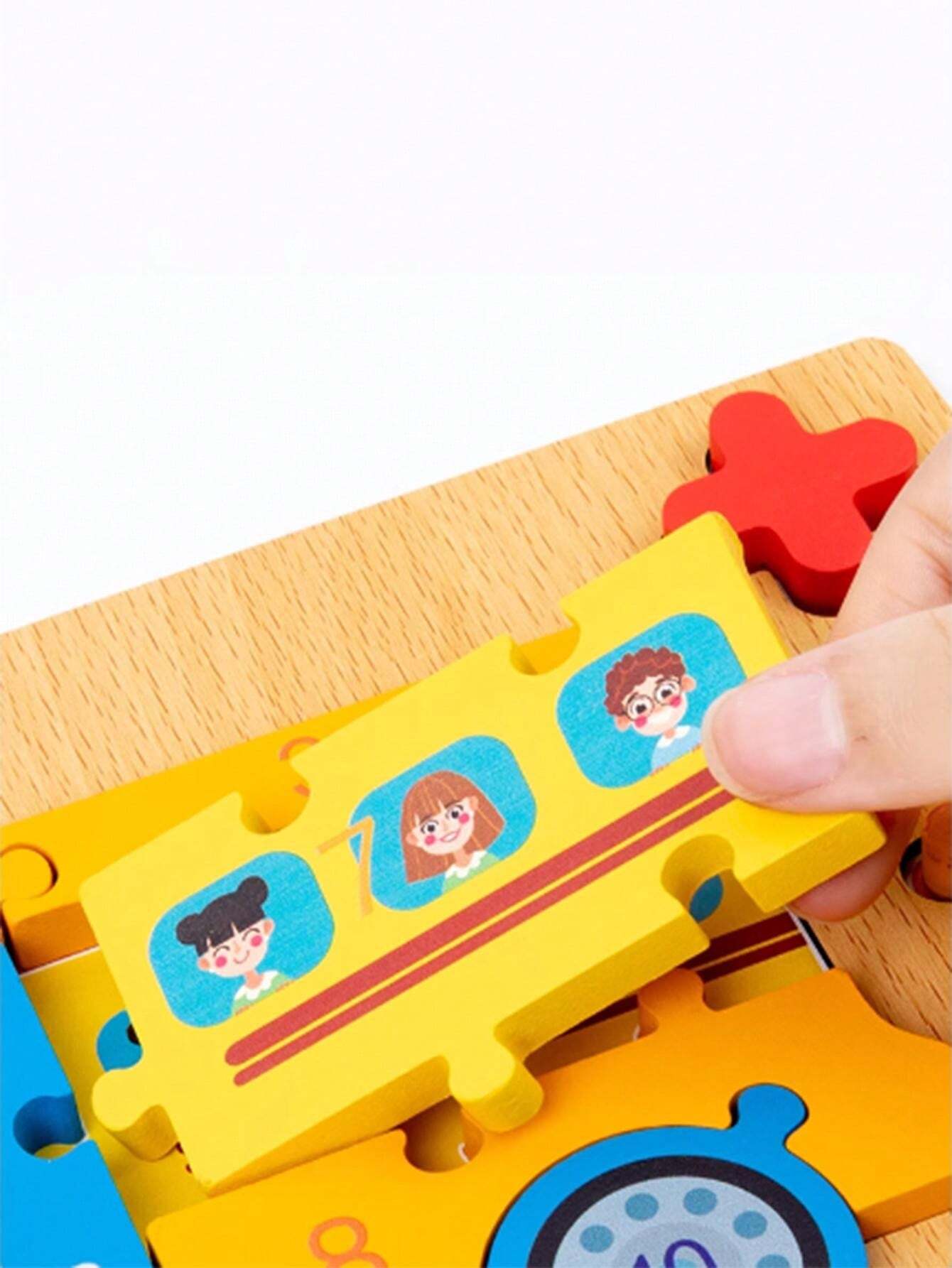 Boys' And Girls' Early Education Wooden 3D Puzzle Bus Mathematical ...