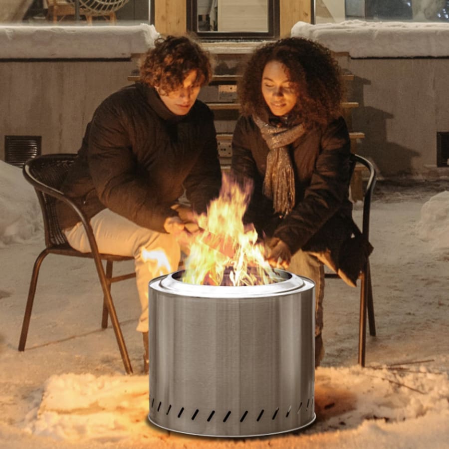 15"Stainless Steel Smokeless Fire Pit, Outdoor Smokeless Firepit, Wood ...