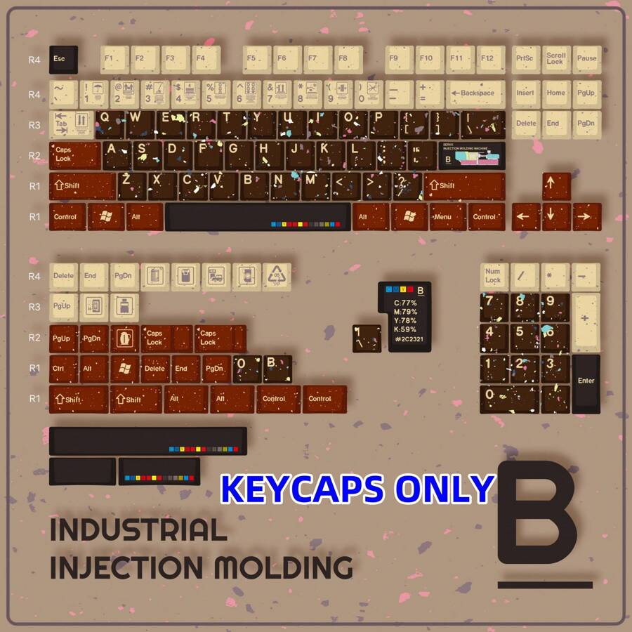 Wooting Industrial Style IM 5-Sides Dye-Sub PBT Keycaps With High Light ...