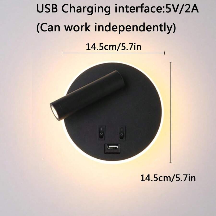 LORDWEY USB Charging Port Wall Wash Light Black Bed LED With Interior ...
