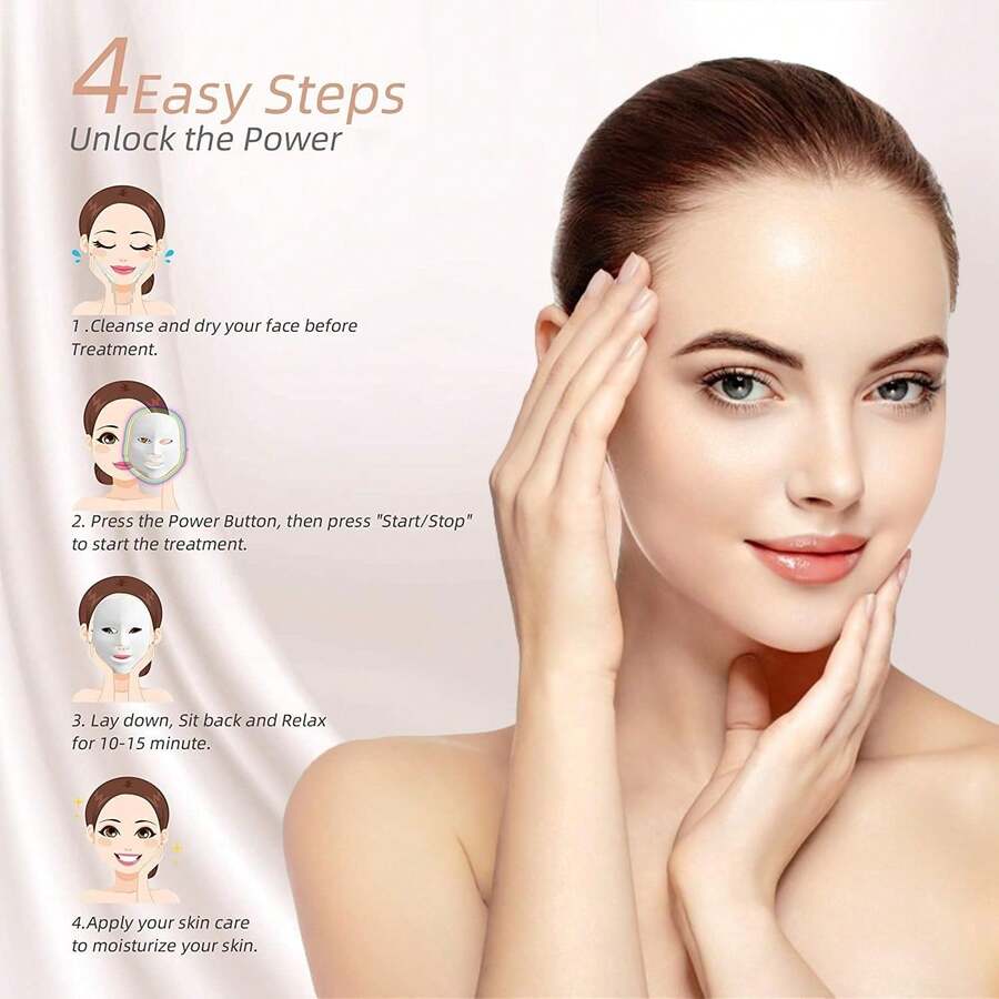 Led Face Mask Light Therapy, 7 Colors LED Light Therapy Mask For Facial ...