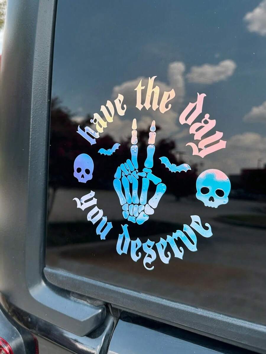 1pc Skeletal Wave Decal, Car Decal, Spooky Car Decals, Wave Decal ...