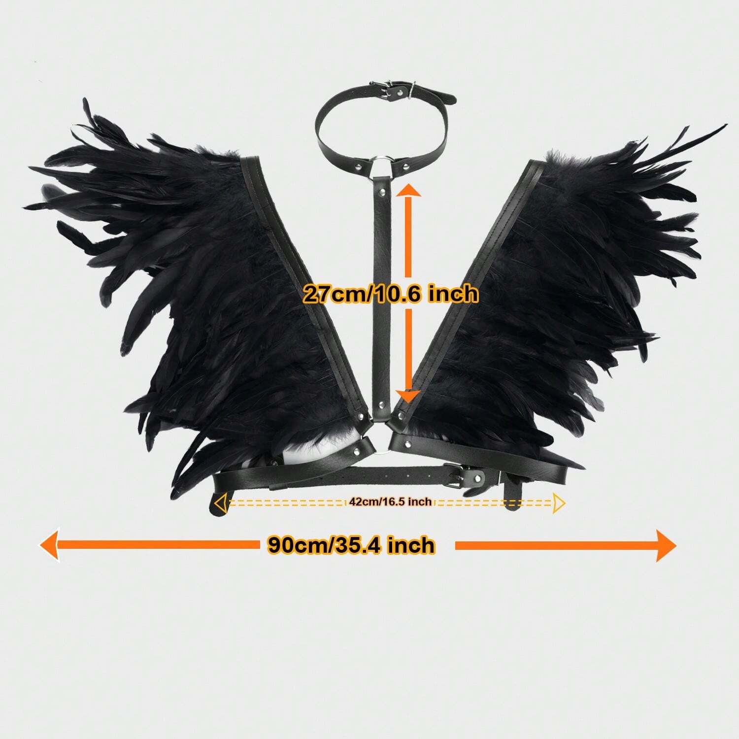 Men Gothic Natural Real Feather Epaulet Shrug Shoulder Leather With ...