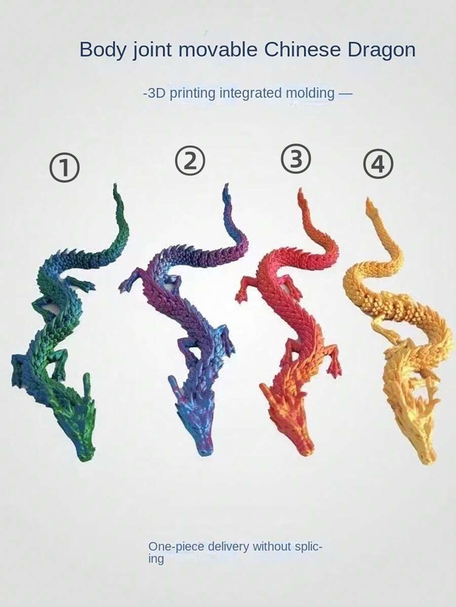 3D Printed Dragon, Fully Articulated (No Assembly Required), Articulated Dragon, Crystal Dragon ...